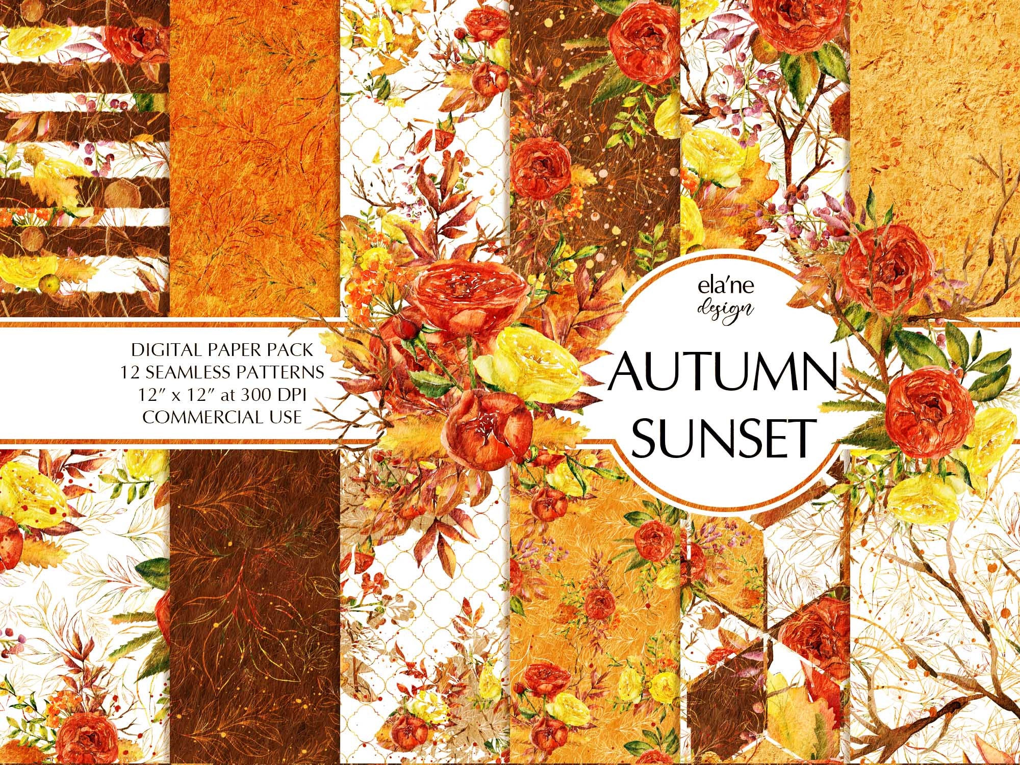 Fall Digital Paper Autumn Scrapbook Paper Watercolor Fall - Etsy