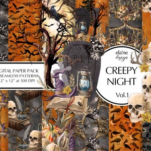 Halloween Digital Paper Skull Seamless Pattern Gothic - Etsy