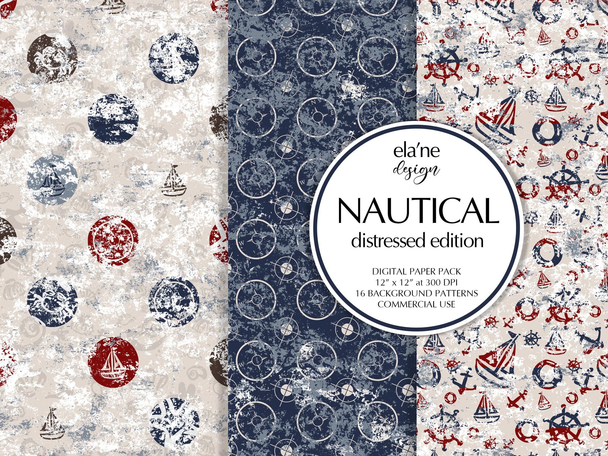 Nautical Digital Paper Distressed Paper Nautical Junk | Etsy