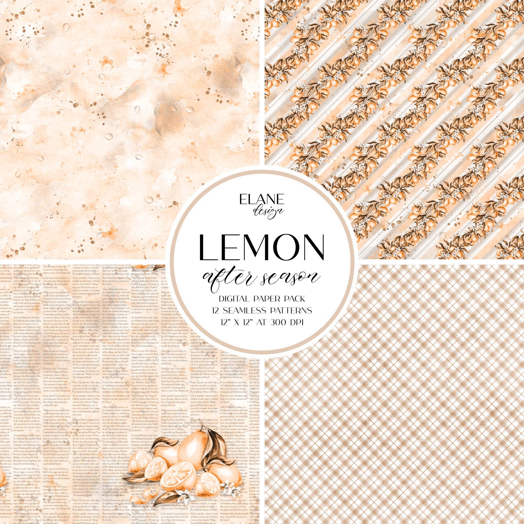 Lemon Digital Paper, Lemon Digital Download, Citron Print, Seamless ...