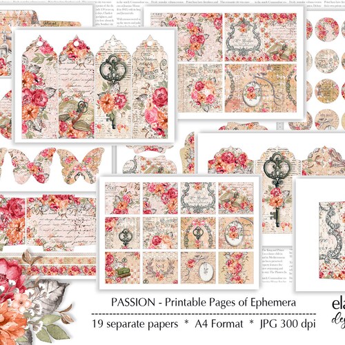 Printable Ephemera Pack Junk Journal Embellishments Vintage - Etsy