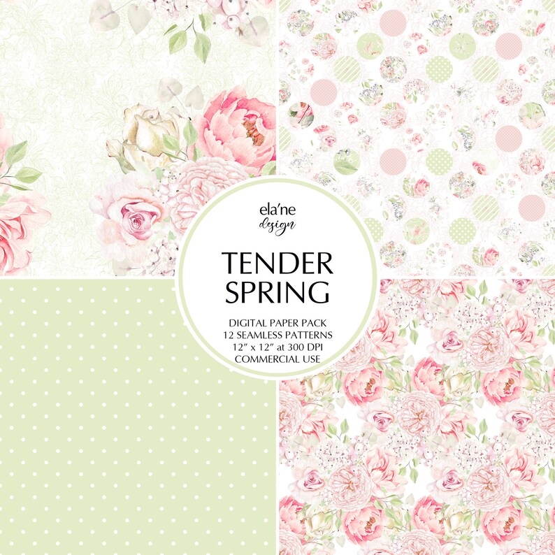 Floral Digital Paper Flower Seamless Pattern Wedding Digital - Etsy