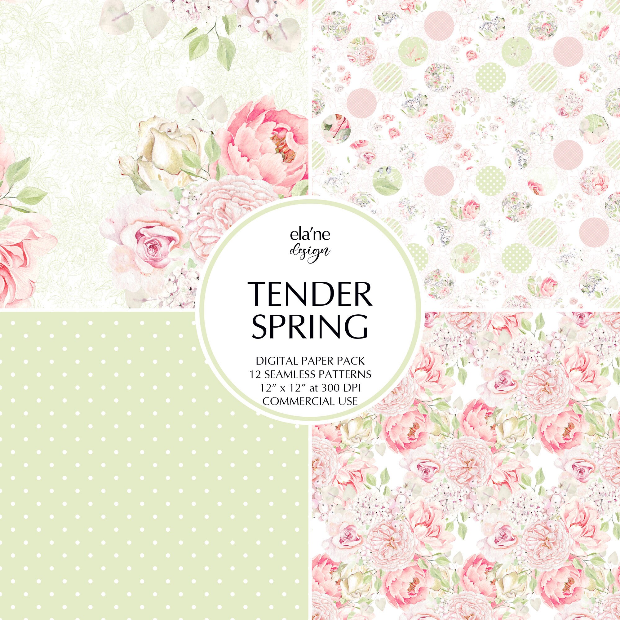 Floral Digital Paper Flower Seamless Pattern Wedding Digital | Etsy