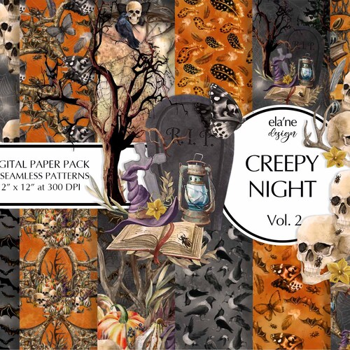 Halloween Digital Paper Skull Seamless Pattern Gothic - Etsy