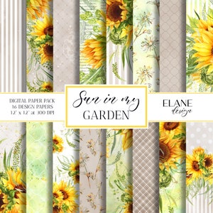 Sunflowers Digital Paper, Boho Scrapbooking Kit, Sunflower Wedding ...
