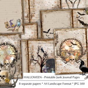 Halloween Junk Journal Printable Pages, Halloween Digital Paper, Gothic ...