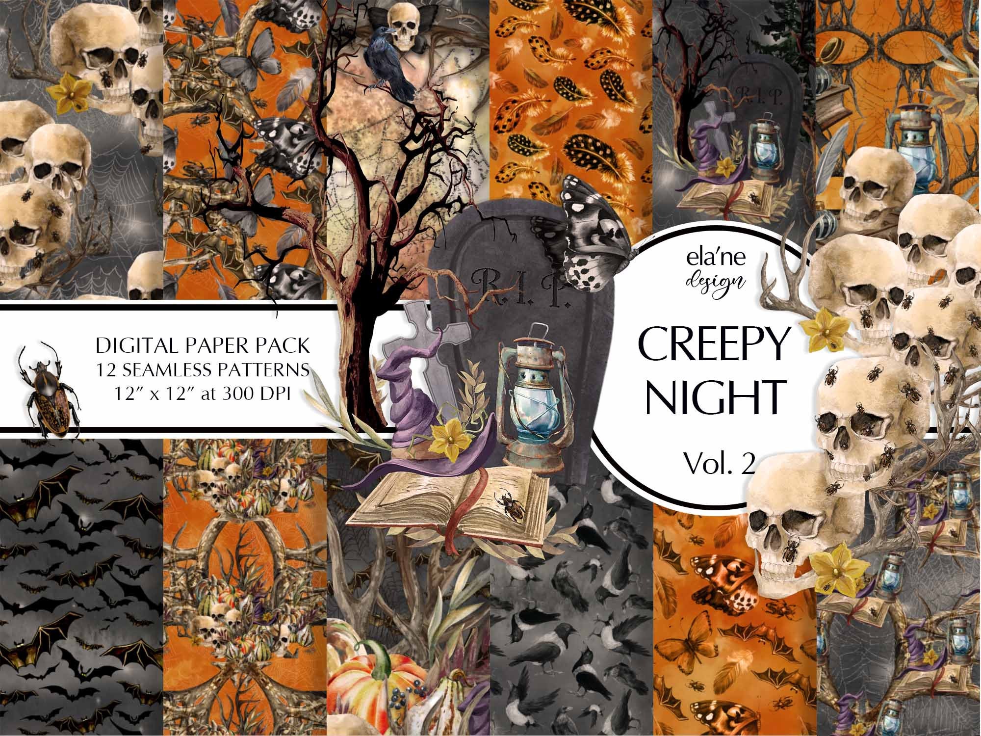 Halloween Digital Paper Gothic Pattern Halloween Journal - Etsy