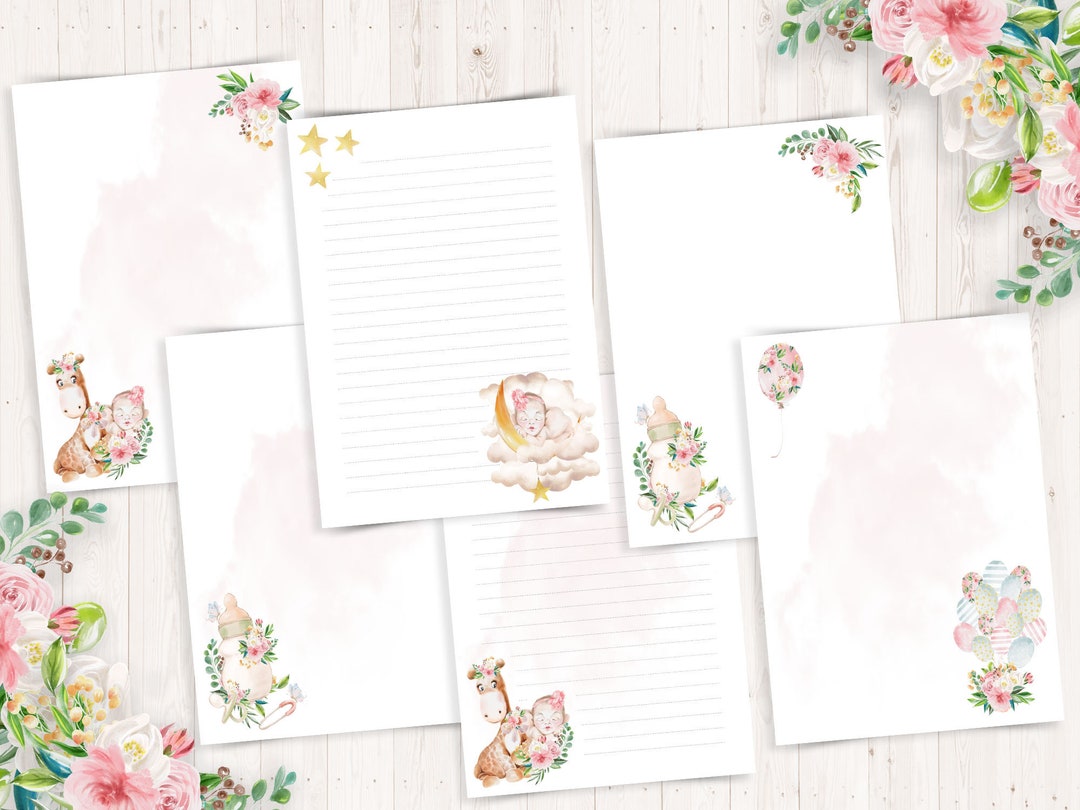 Baby Girl Stationery, Printable Stationery for Kids, Baby Journal ...