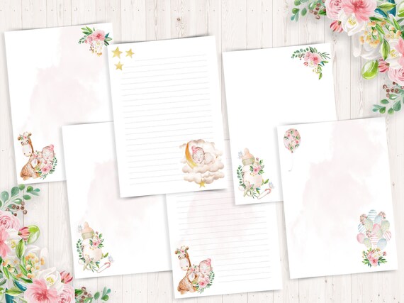 Baby Girl Stationery Printable Stationery for Kids Baby | Etsy