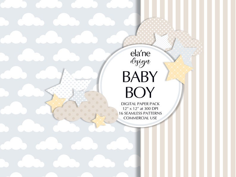 Baby Boy Digital Paper Baby Scrapbook Paper Nursery Pattern - Etsy