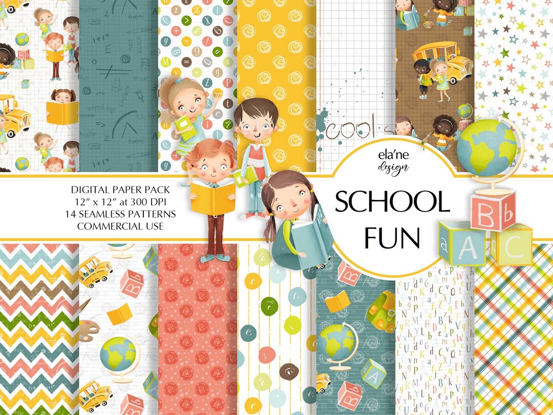 School Digital Paper School Seamless File Alphabet Pattern - Etsy
