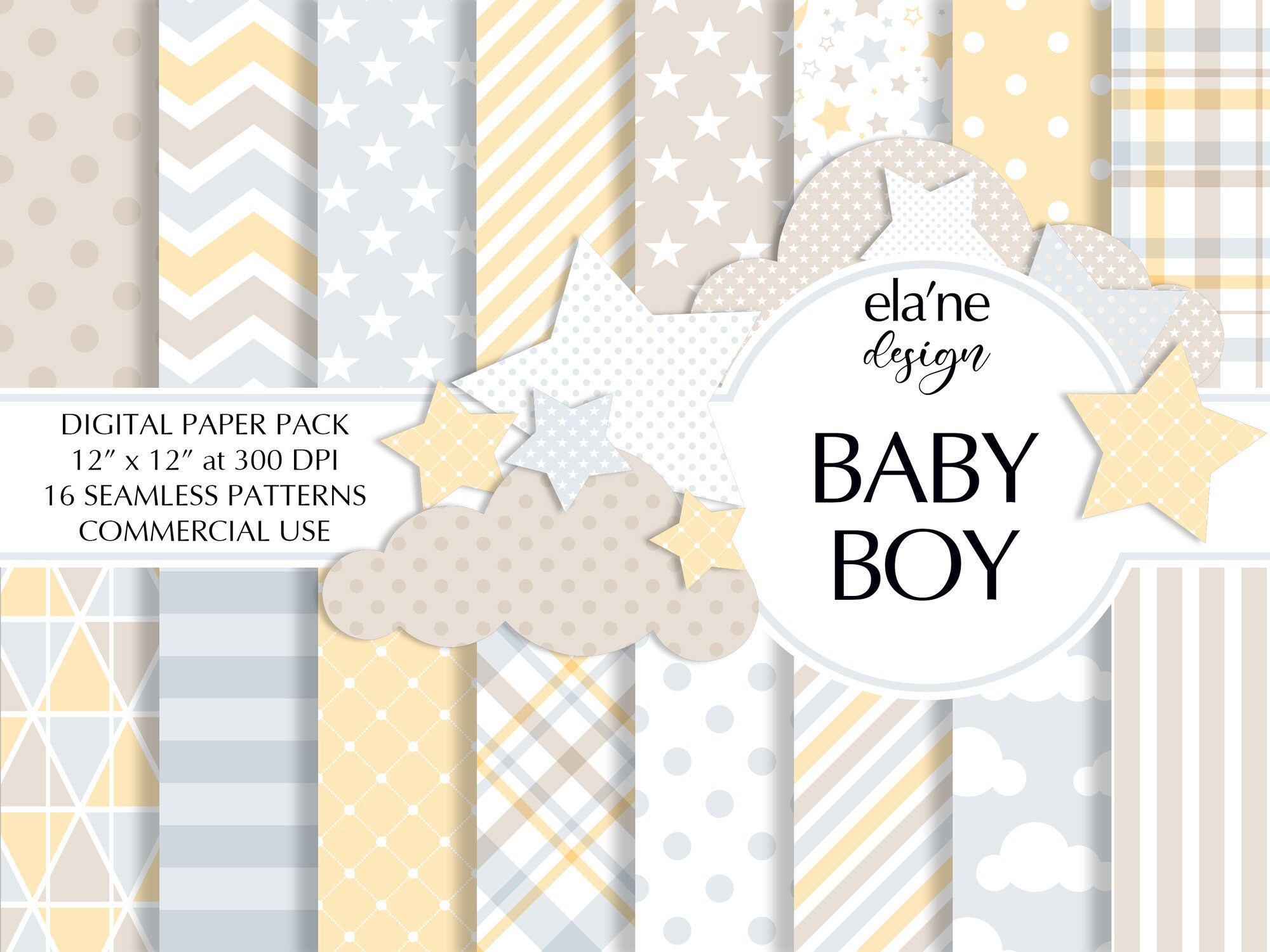 Baby Boy Digital Paper Baby Scrapbook Paper Nursery Pattern - Etsy