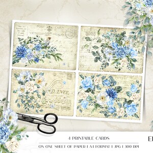 Printable Journal Cards, Winter Flowers, Printable Ephemera, Christmas ...