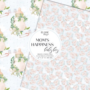 Baby Boy Digital Paper, Newborn Seamless File, Baby Scrapbook Paper ...