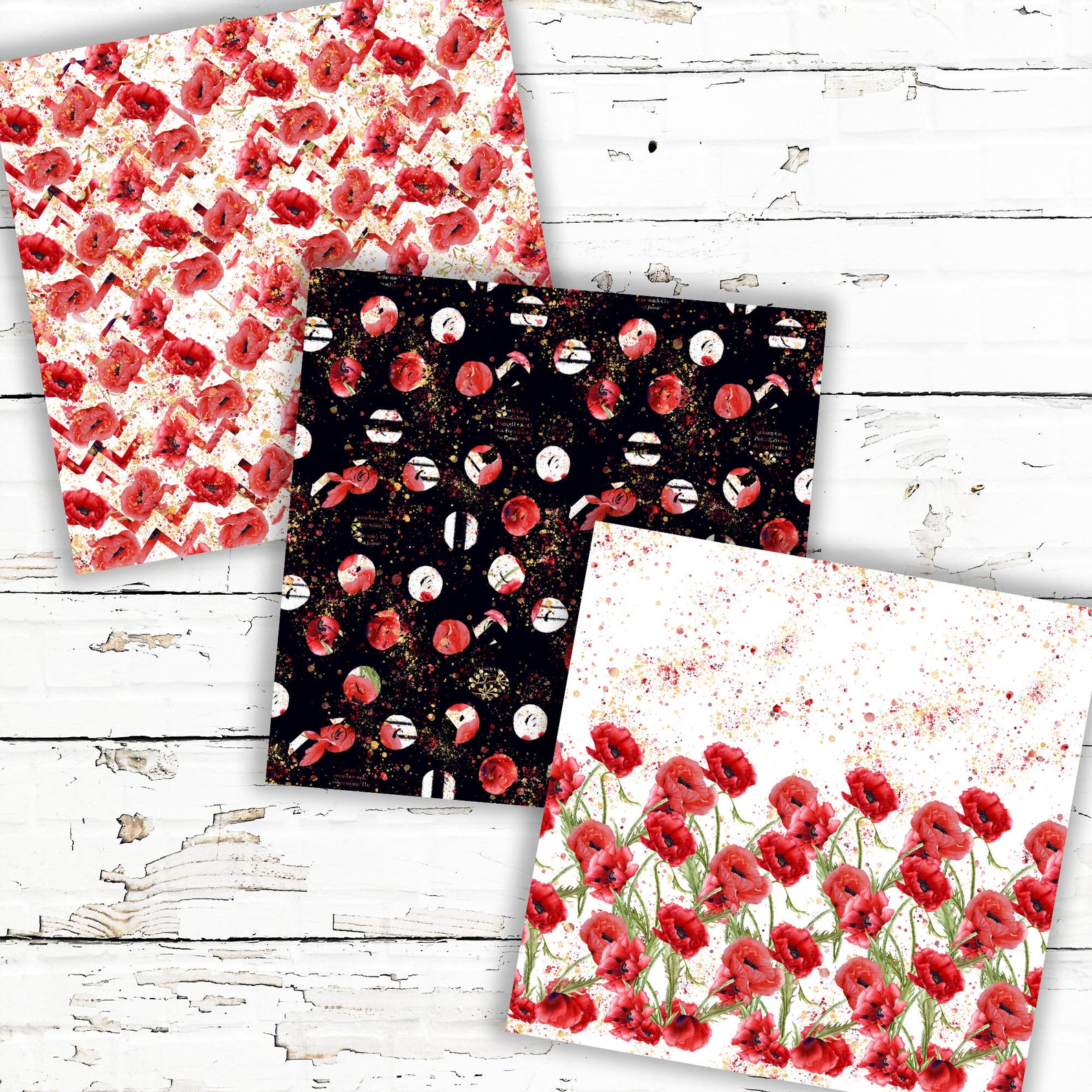 Poppy Digital Paper, Red Poppies Wall Art, Summer Floral Digital Paper ...