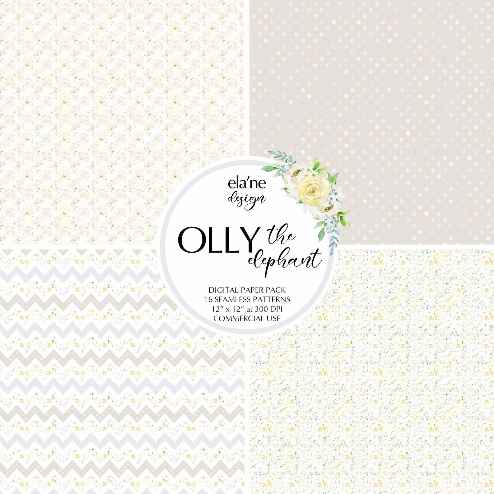 Baby Boy Digital Paper, Baby Scrapbook Paper, Floral Seamless File ...