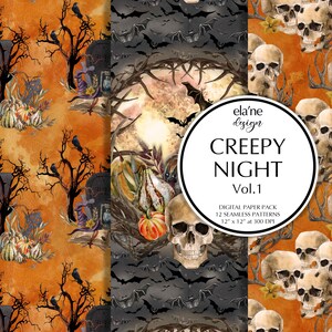 Halloween Digital Paper, Skull Seamless Pattern, Gothic Pattern ...