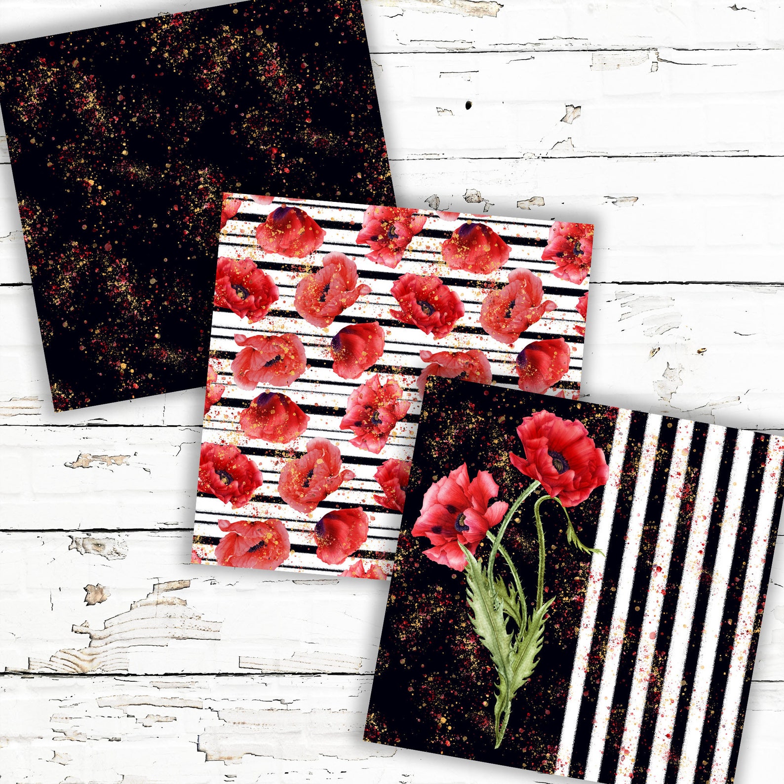 Poppy Digital Paper, Red Poppies Wall Art, Summer Floral Digital Paper ...