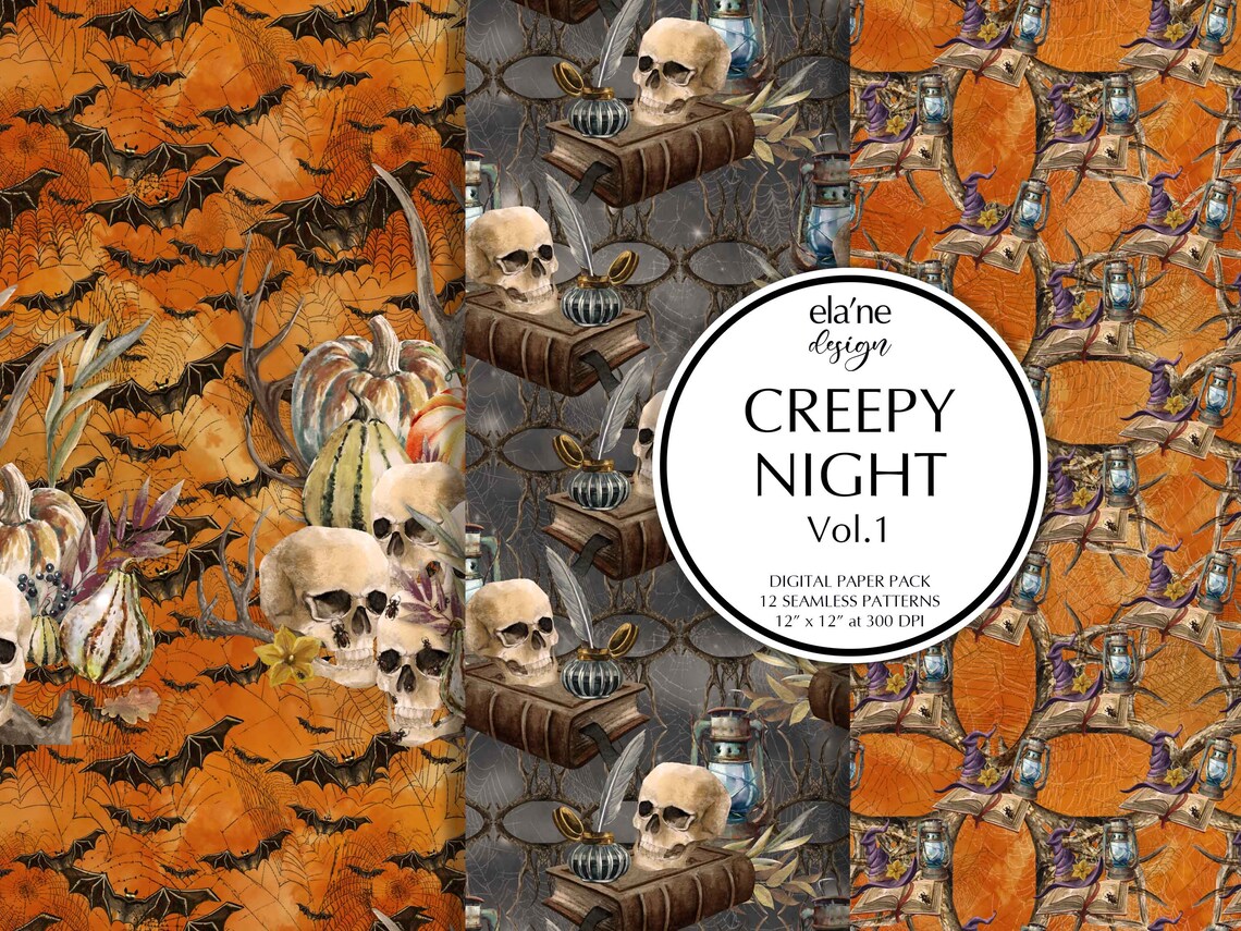 Halloween Digital Paper Skull Seamless Pattern Gothic - Etsy