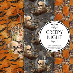 Halloween Digital Paper, Skull Seamless Pattern, Gothic Pattern ...