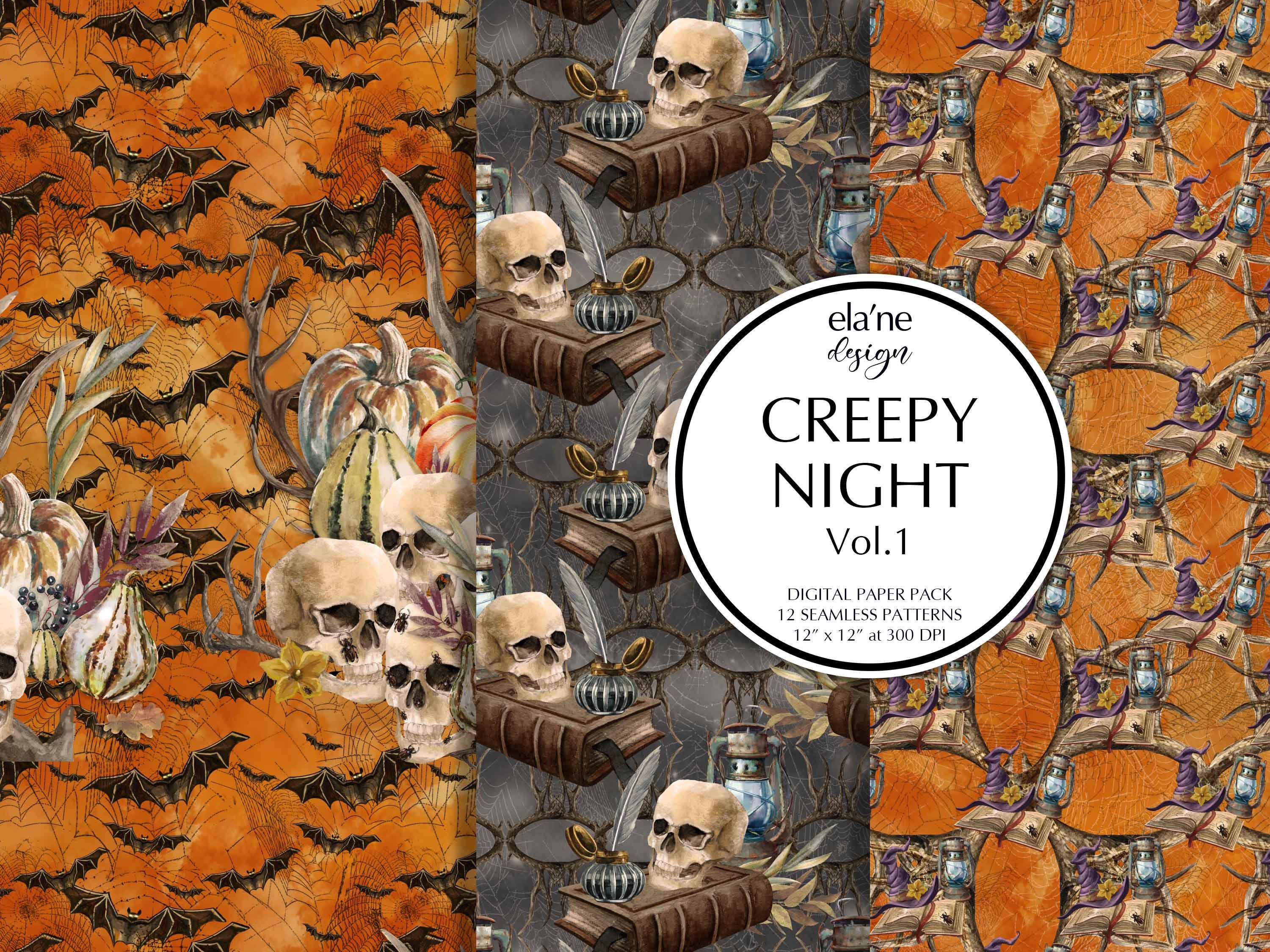 Halloween Digital Paper, Skull Seamless Pattern, Gothic Pattern ...