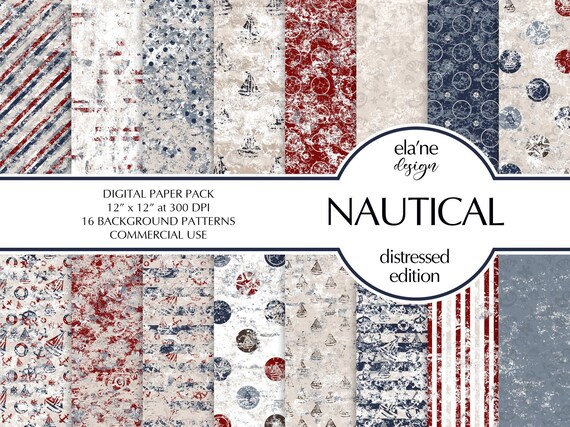 Nautical Digital Paper Distressed Paper Nautical Junk | Etsy