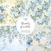 Blue Floral Digital Paper, Winter Digital Background, Blue Flowers ...