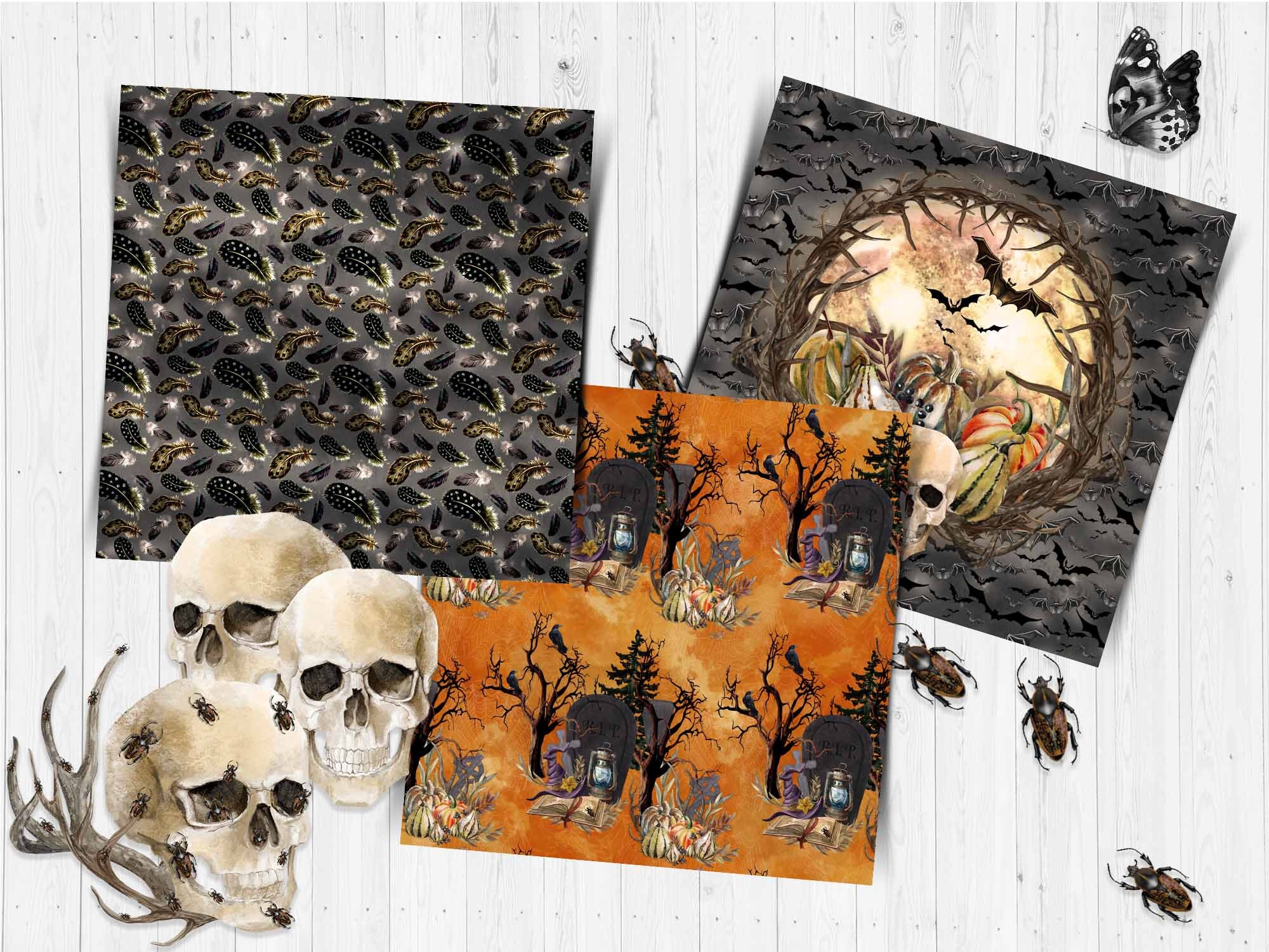 Halloween Digital Paper Skull Seamless Pattern Gothic - Etsy