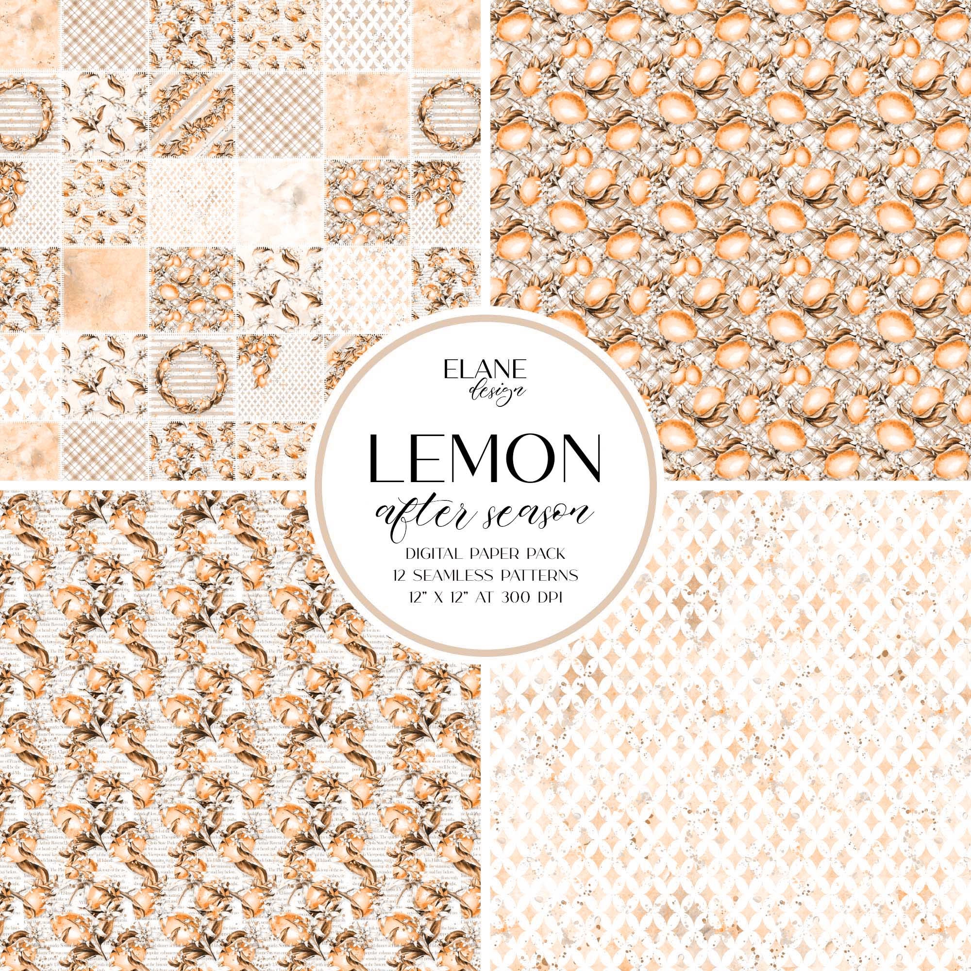 Lemon Digital Paper, Lemon Digital Download, Citron Print, Seamless ...