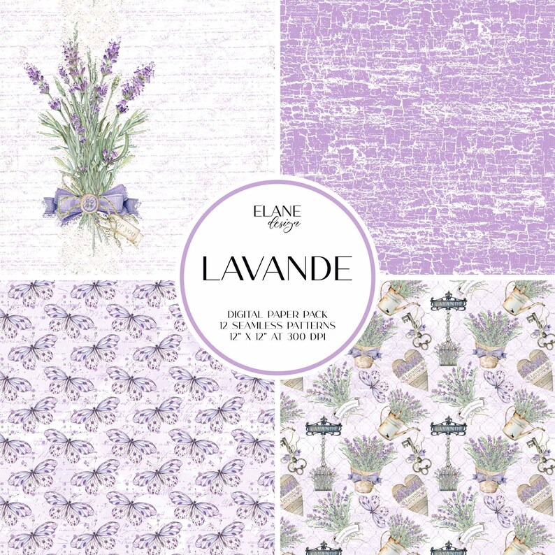 Lavender Digital Paper Purple Floral Seamless File Provence - Etsy