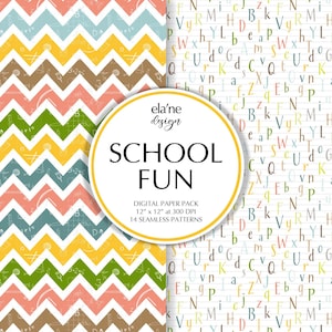 School Digital Paper, School Seamless File, Alphabet Pattern, School ...