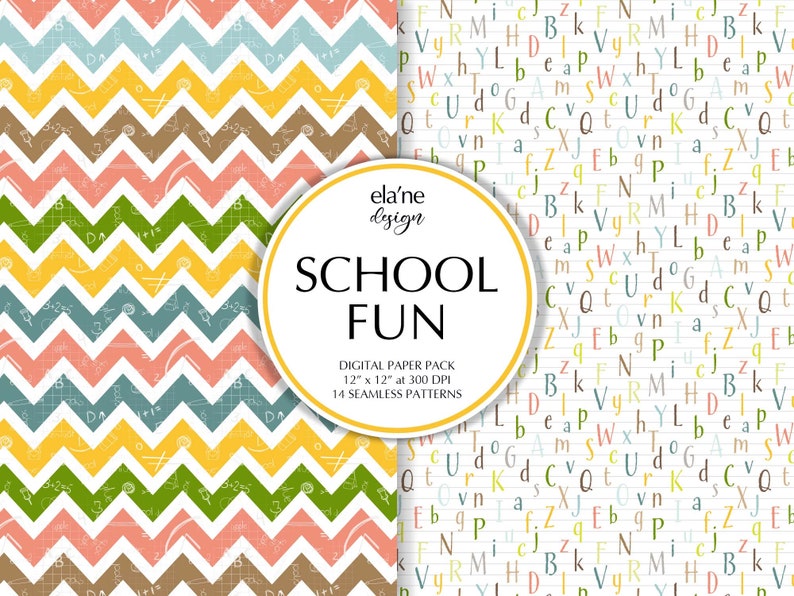 School Digital Paper School Seamless File Alphabet Pattern - Etsy