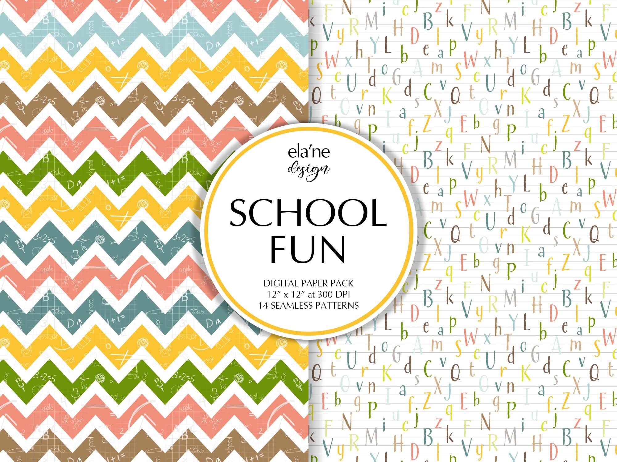 School Digital Paper, School Seamless File, Alphabet Pattern, School ...