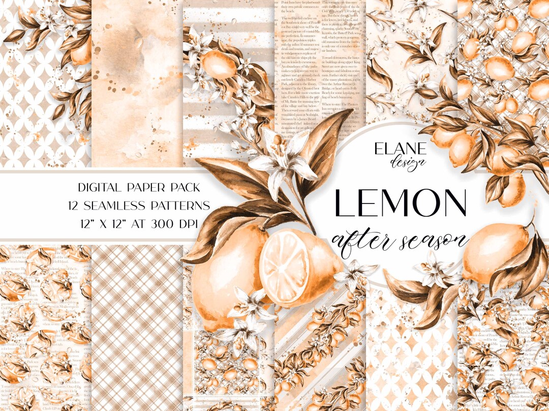 Lemon Digital Paper Lemon Digital Download Citron Print - Etsy