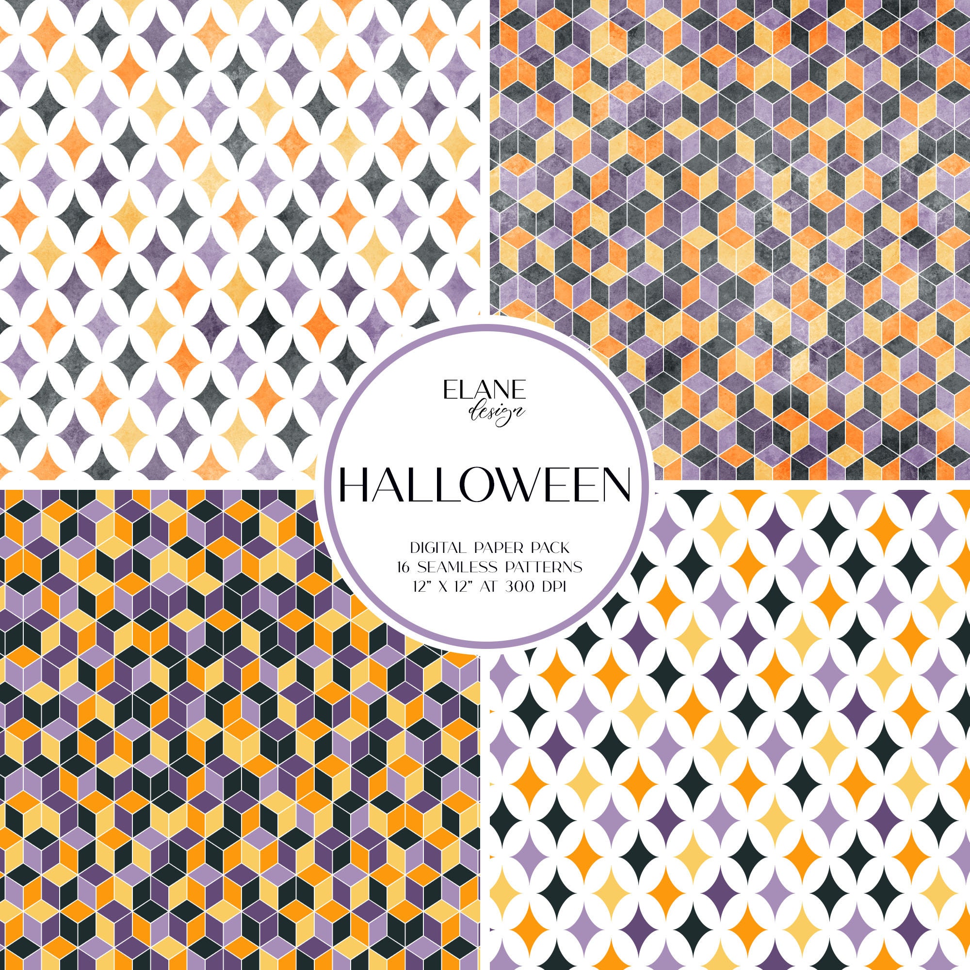 Halloween Digital Paper, Orange and Black Digital Background, Halloween ...