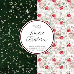 Rustic Christmas Digital Paper, Printable Scrapbook Paper, Christmas ...
