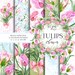 Tulips Digital Paper, Spring Scrapbook Paper, Floral Planner Stickers ...