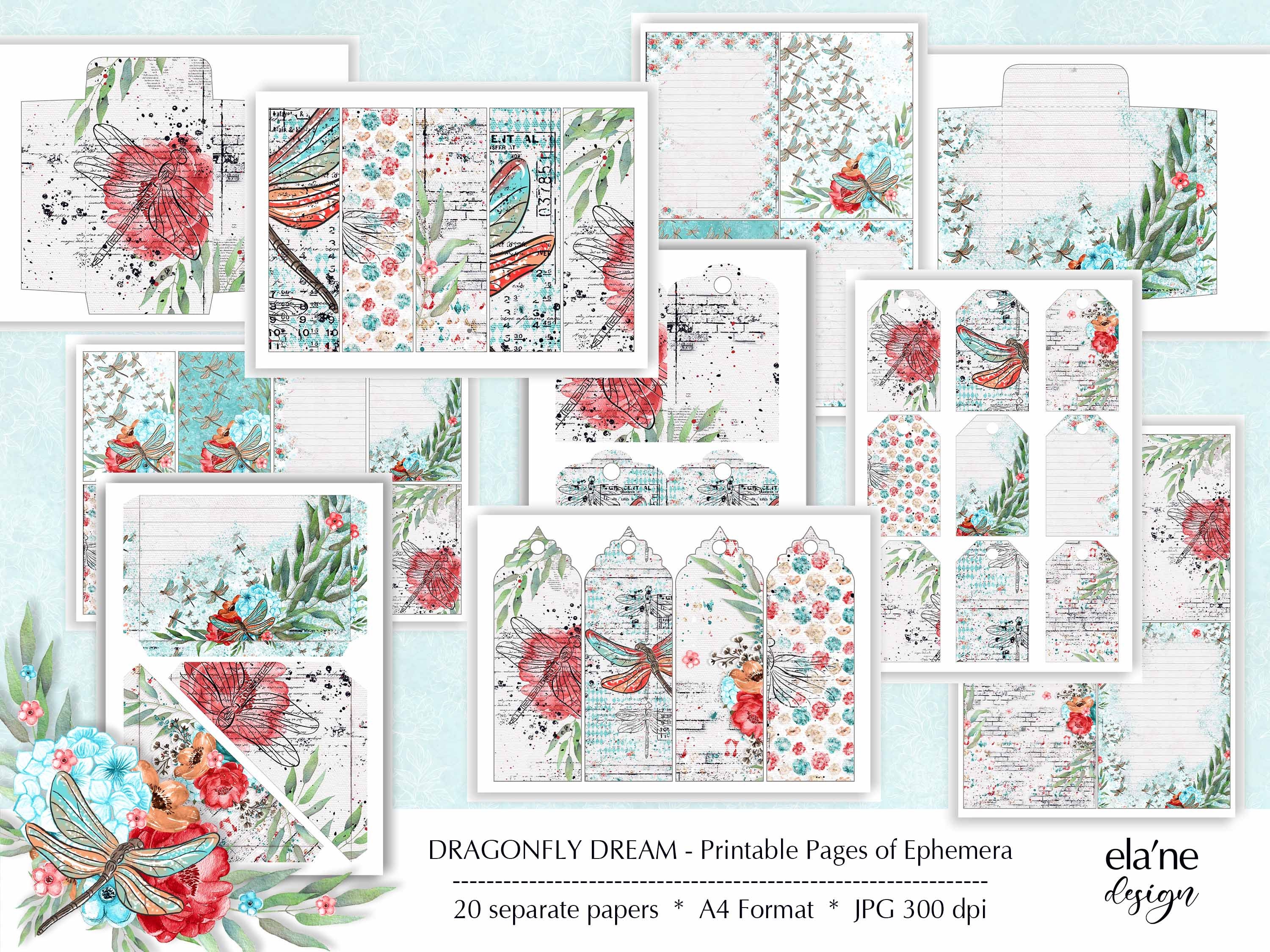 Dragonfly Ephemera Printable Dragonfly Journal Dragonfly - Etsy