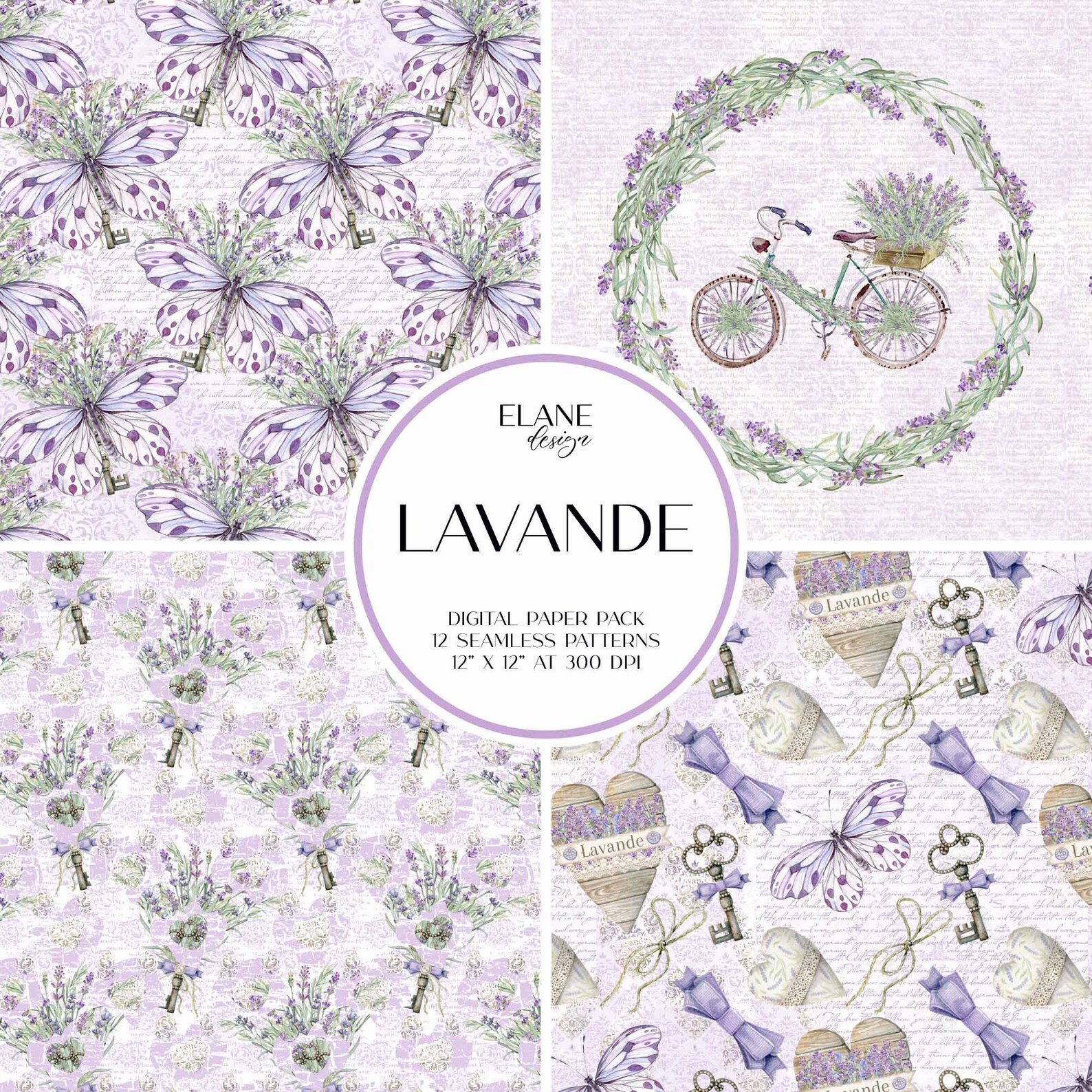 Lavender Digital Paper Purple Floral Seamless File Provence - Etsy