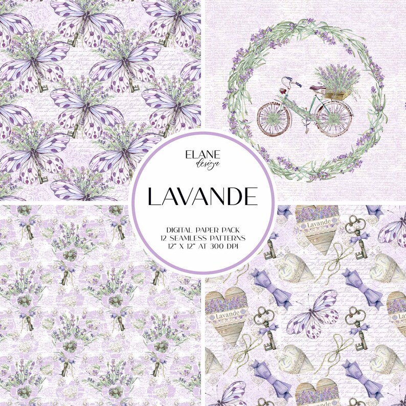 Lavender Digital Paper Purple Floral Seamless File Provence - Etsy
