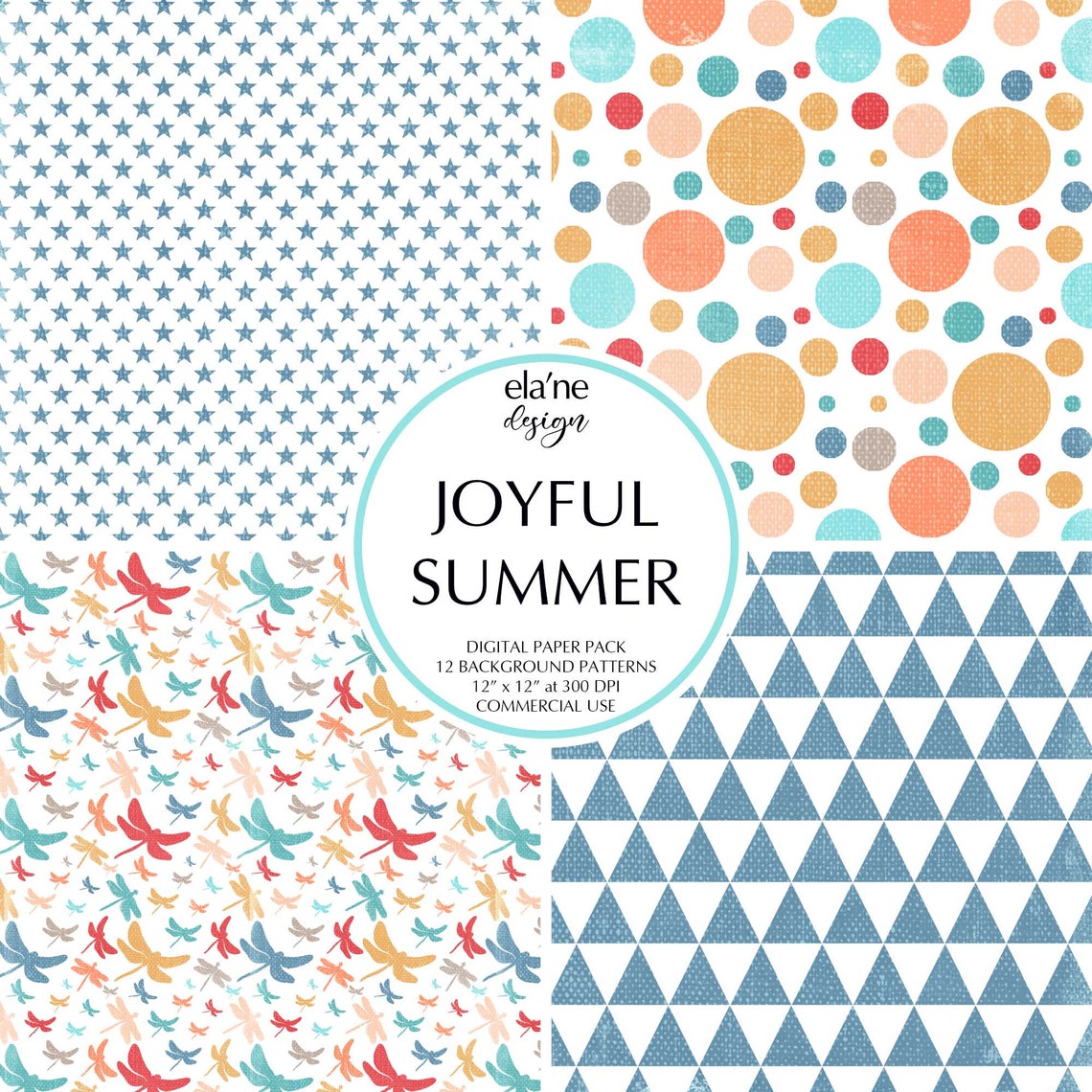 Summer Digital Paper Textured Paper Blue and Yellow - Etsy