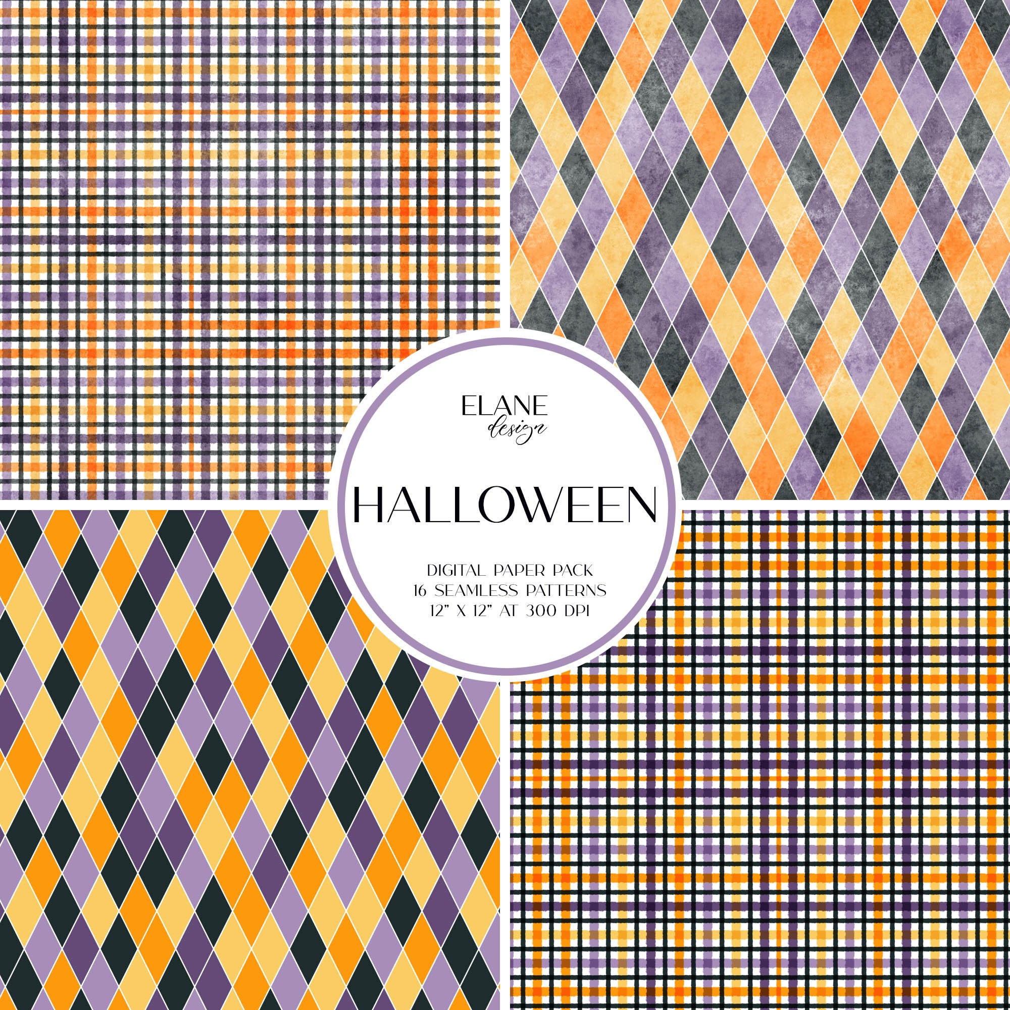 Halloween Digital Paper, Orange and Black Digital Background, Halloween ...