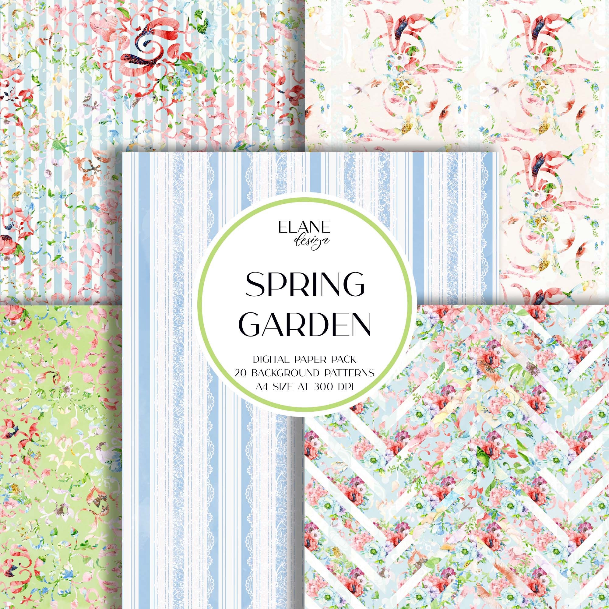 Spring Floral Digital Paper, Printable Junk Journal Paper, Watercolor ...