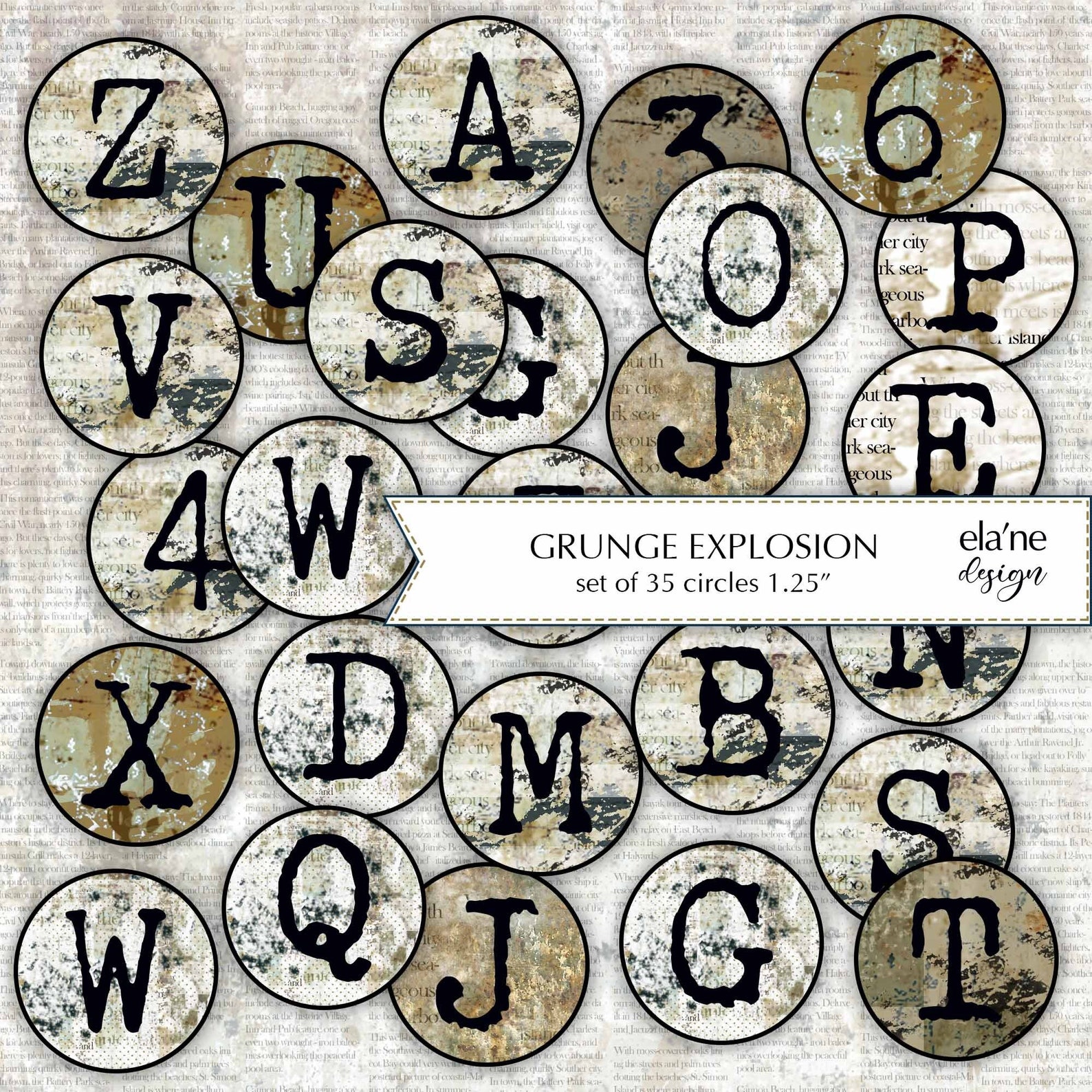 Printable Circles, Typewriter Font, Printable Journaling Ephemera ...