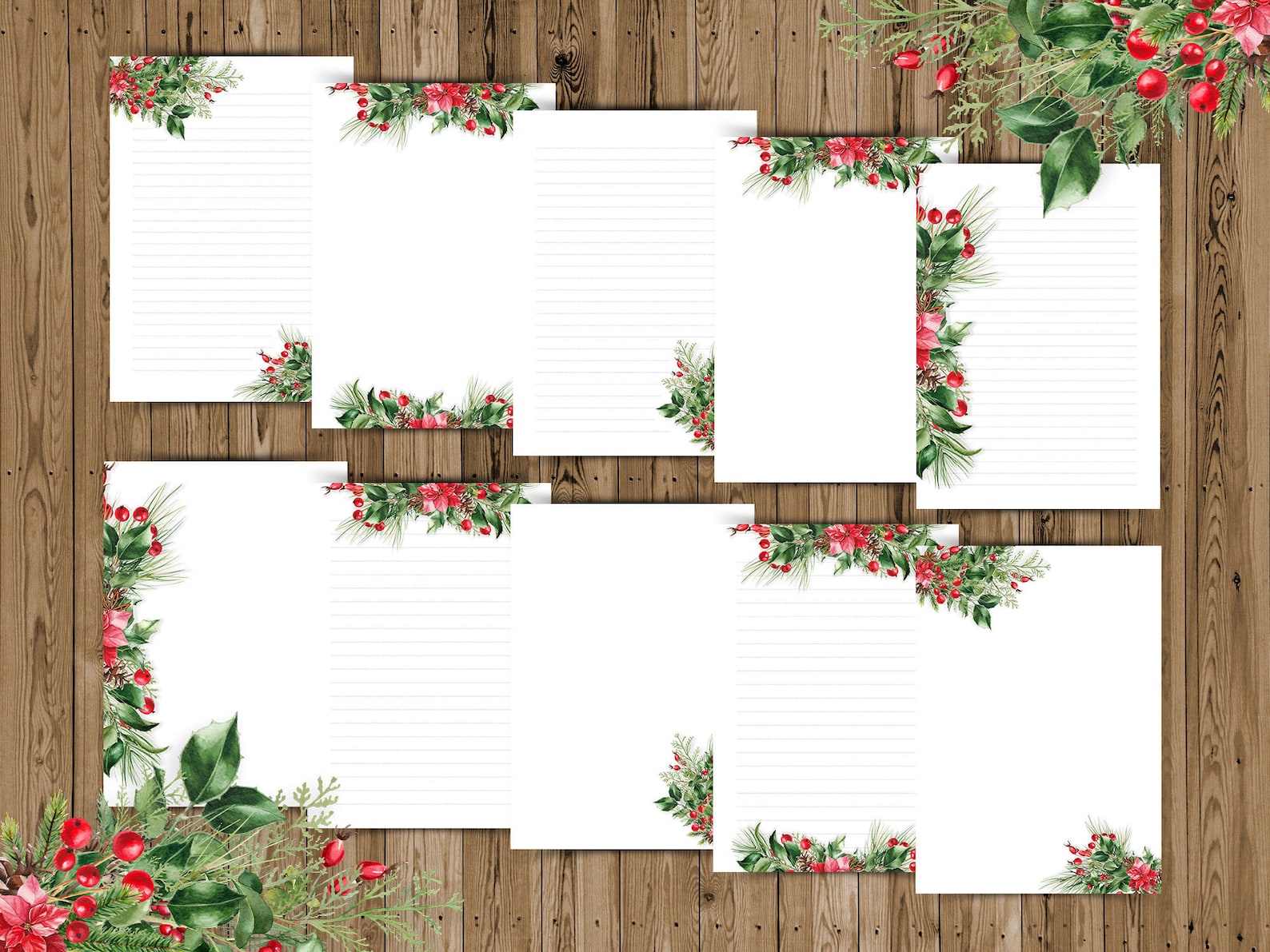 Christmas Printable Stationery Paper, Christmas Writing Paper, Letter ...