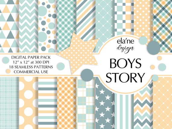 Baby Boy Digital Paper Boy Seamless File Printable Scrapbook | Etsy