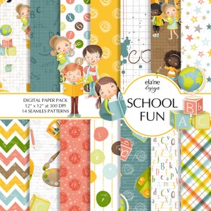 School Digital Paper, School Seamless File, Alphabet Pattern, School ...