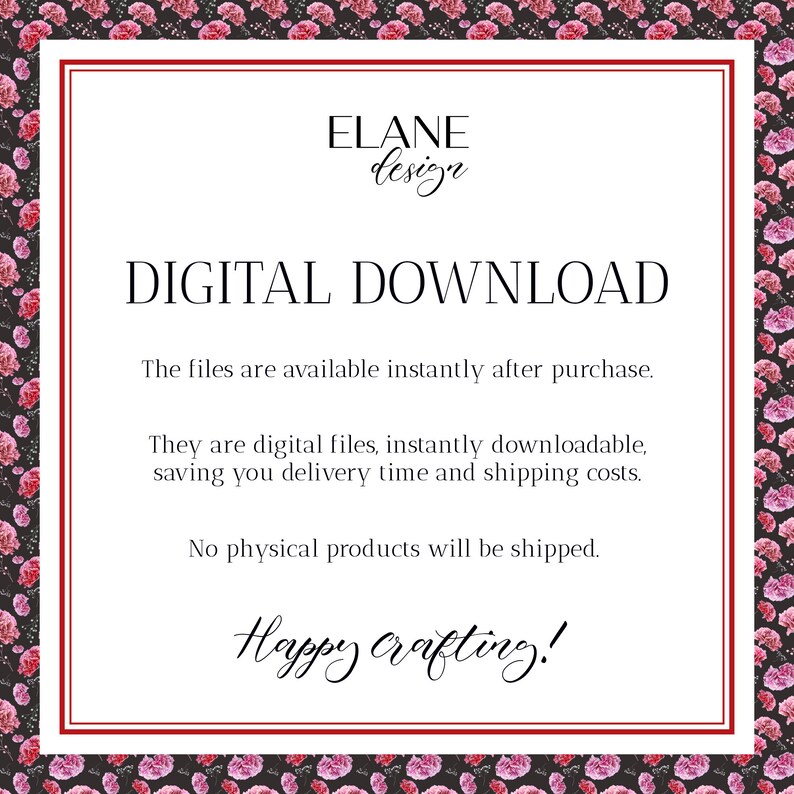 Pink and Red Digital Paper, Black Damask Wallpaper, Floral Seamless ...