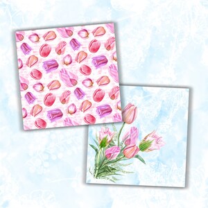Tulips Digital Paper, Spring Scrapbook Paper, Floral Planner Stickers ...