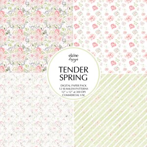 Floral Digital Paper, Flower Seamless Pattern, Wedding Digital Paper ...
